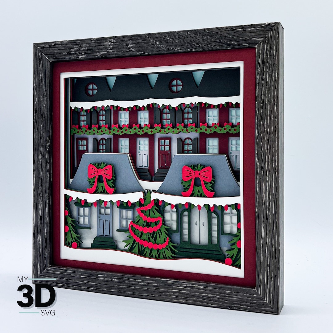 3D CHRISTMAS VILLAGE Svg - 3D Christmas Svg - CHRISTMAS Shadow Box Svg ...