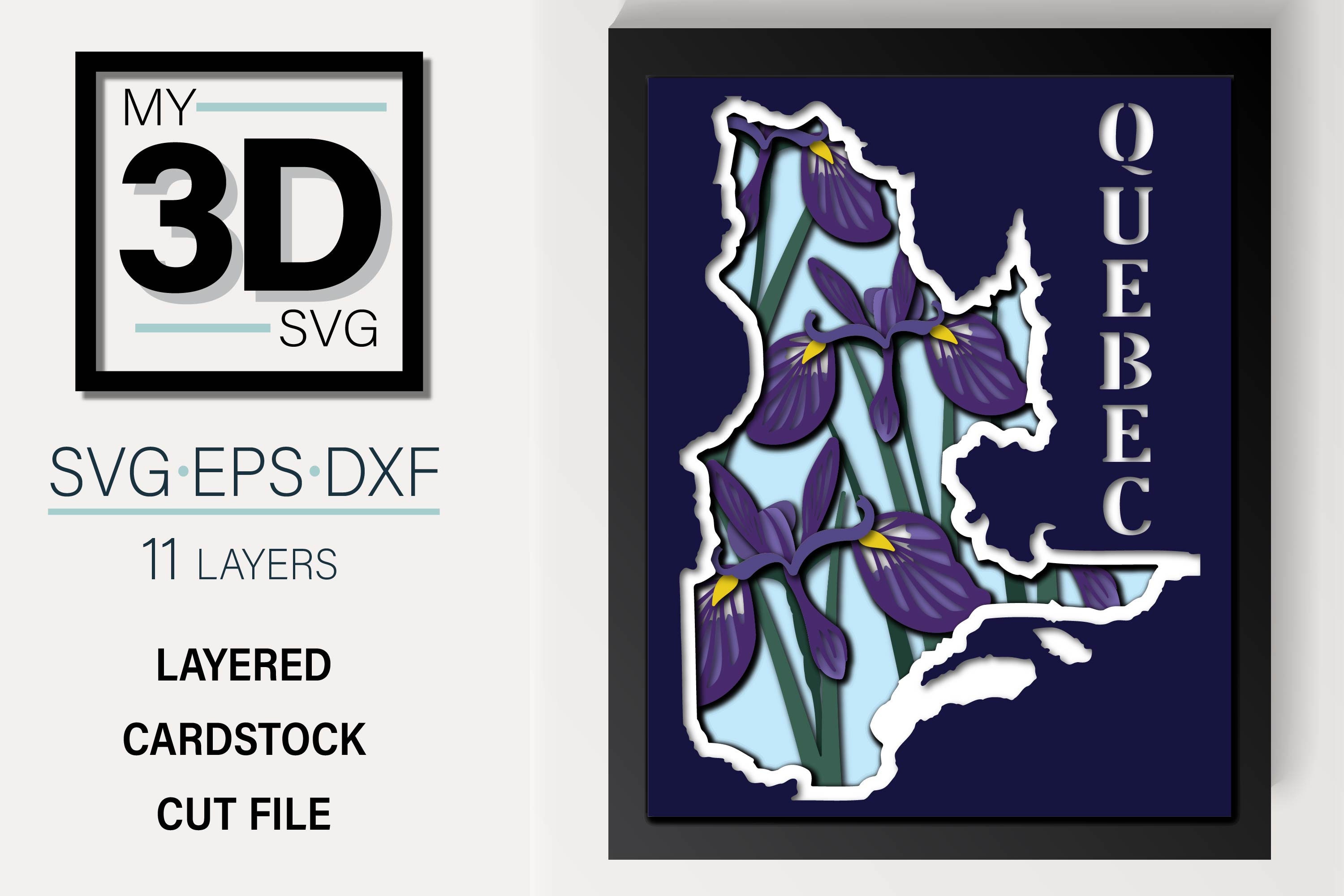 3D QUEBEC SVG Blue Flag Iris Svg for Cricut for - Etsy Canada