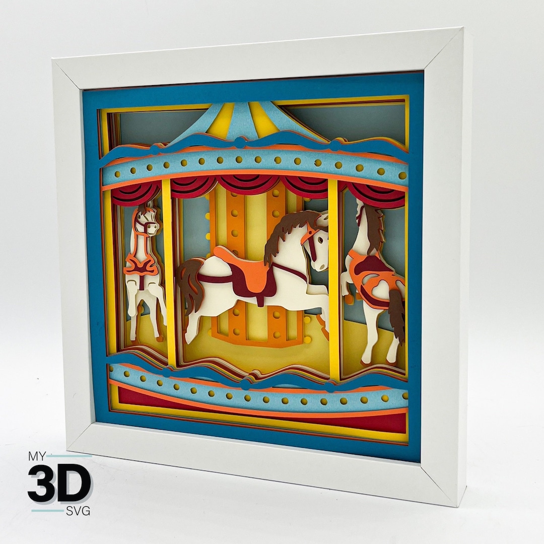 3D CAROUSEL SVG - CARNIVAL Shadow Box Svg -layered Cardstock Svg - for ...