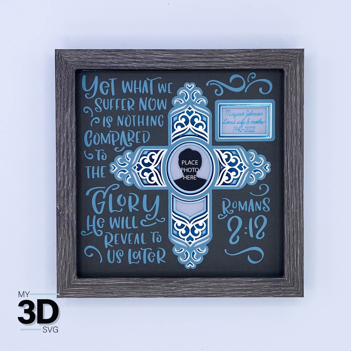 CUSTOMIZABLE 3D CHRISTIAN MEMORIAL Shadow Box Svg for Cricut | Etsy