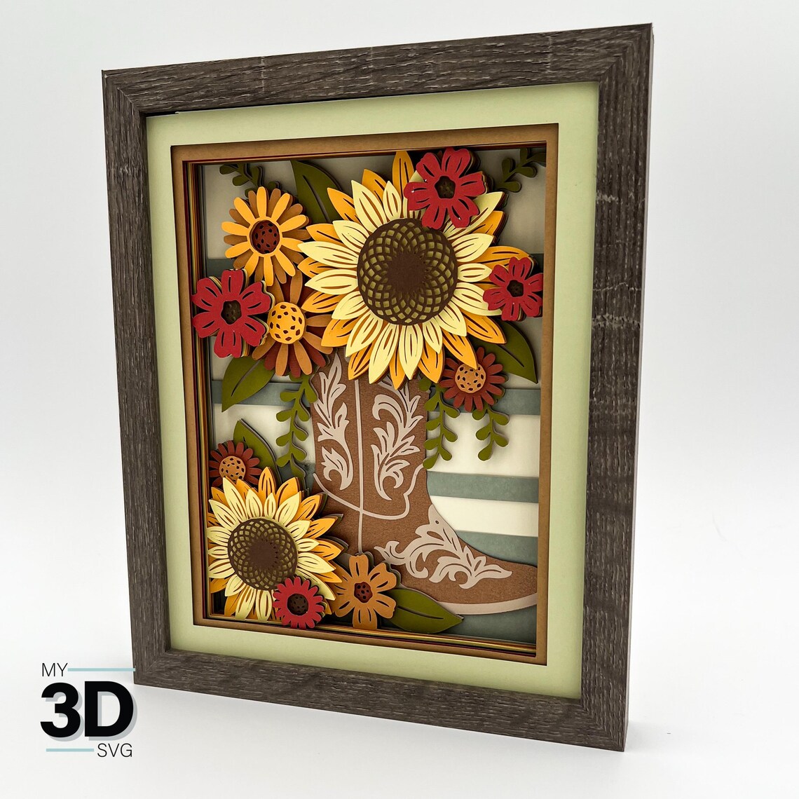 3D COWBOY BOOT BOUQUET Svg - Shadow Box Svg - for Cricut - for ...