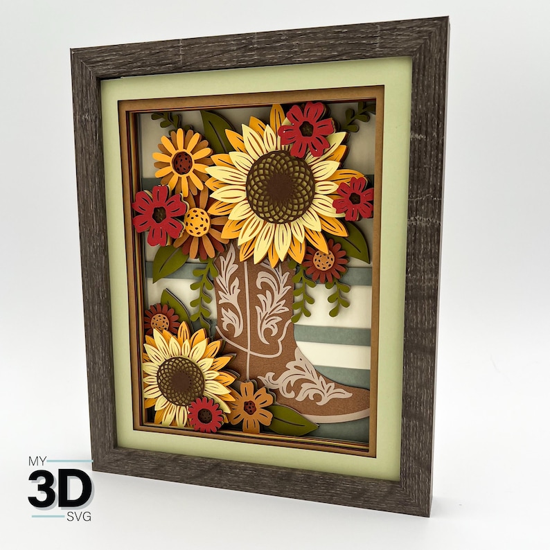3D COWBOY BOOT BOUQUET Svg - Shadow Box Svg - for Cricut - for ...