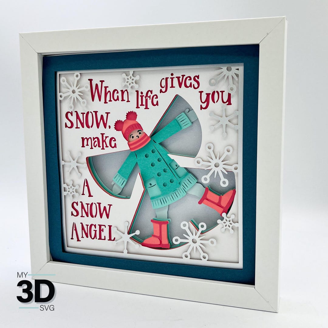 3D SNOW ANGEL Svg - WINTER Shadow Box Svg - for Cricut - for Silhouette ...