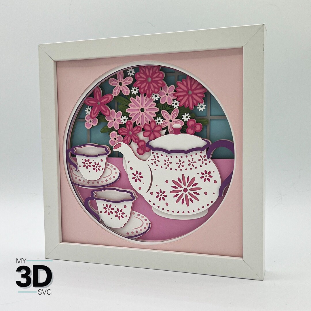 3D TEA PARTY SVG - Shadow Box Svg - Layered Cardstock Svg - for Cricut ...