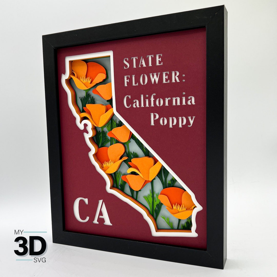 3D CALIFORNIA SVG - California Poppy Svg - for Cricut - for Silhouette - Etsy
