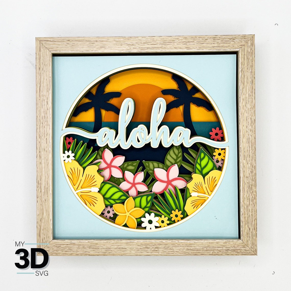 3D ALOHA SVG hawaiian Shadow Box Svg beach Svg Layered - Etsy