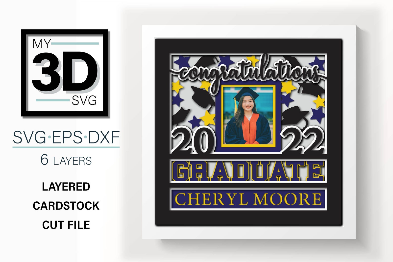 CUSTOMIZABLE 3D GRADUATION Shadow Box Svg for Cricut for - Etsy