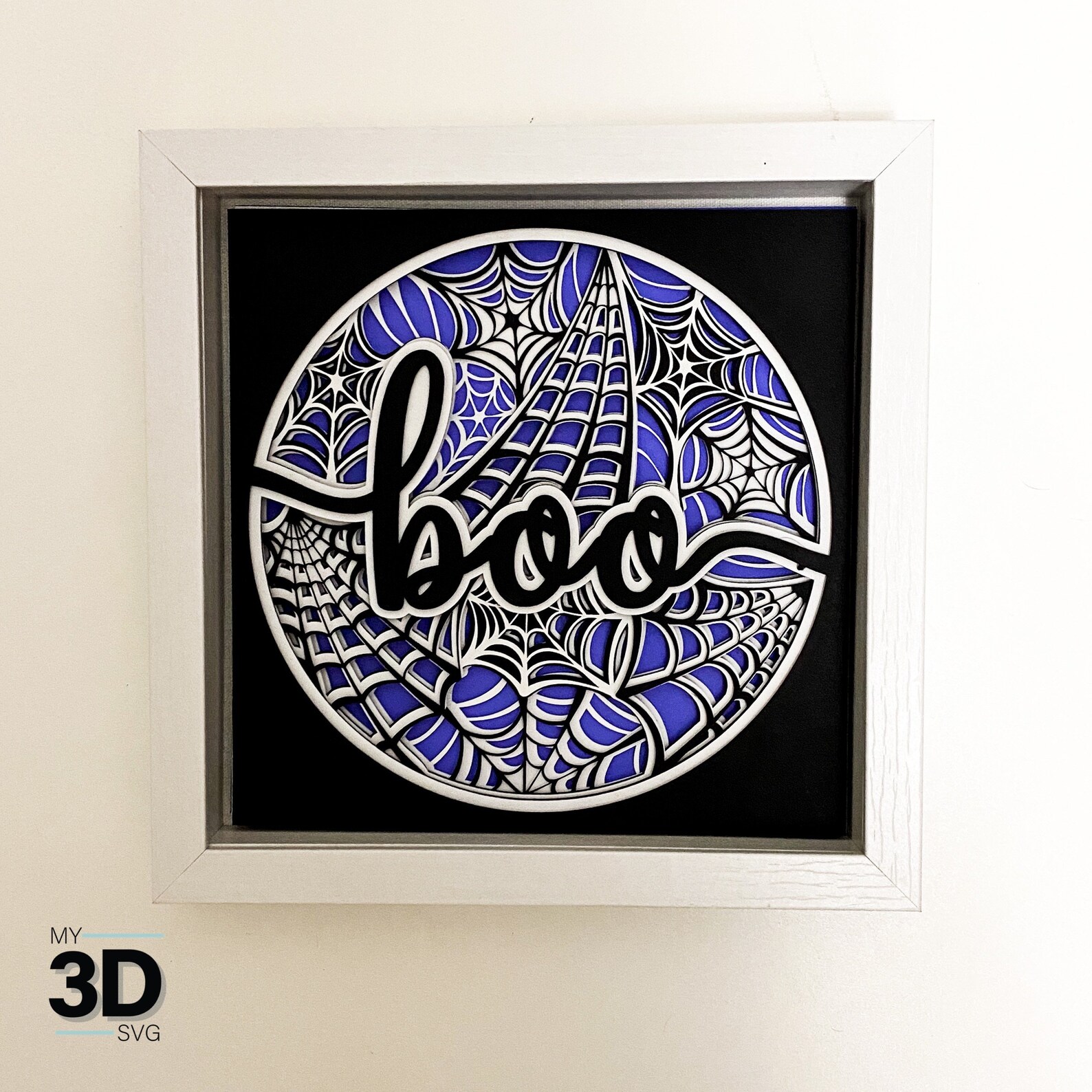3D BOO WITH SPIDERWEB Svg Halloween Svg Shadow Box Svg | Etsy