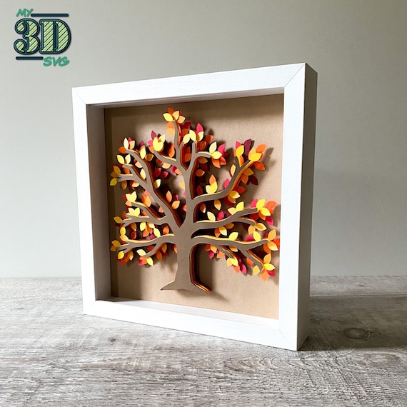 3D FALL TREE SVG Fall Svg Shadow Box Svg for Cricut | Etsy