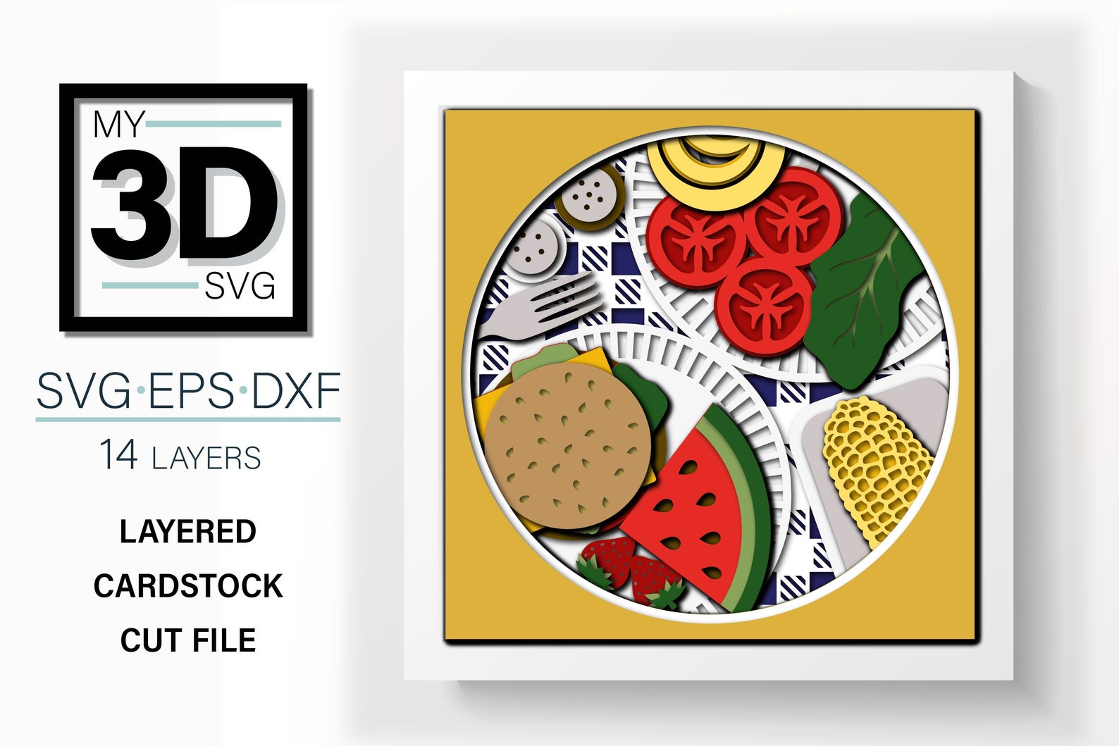 3D SUMMER PICNIC SVG summer Shadow Box Svg layered Cardstock - Etsy
