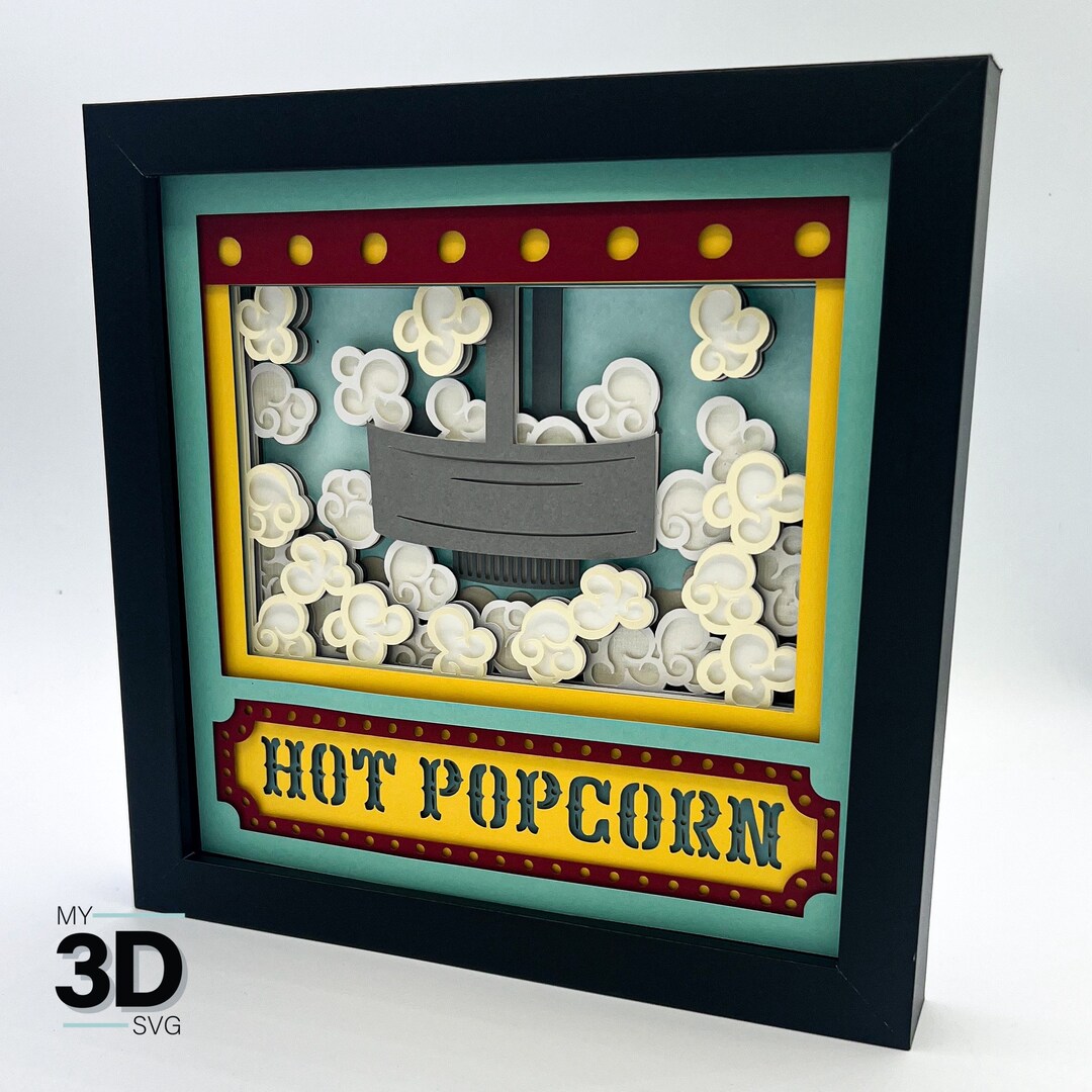 3D HOT POPCORN SVG - Shadow Box Svg - for Cricut - for Silhouette - Etsy