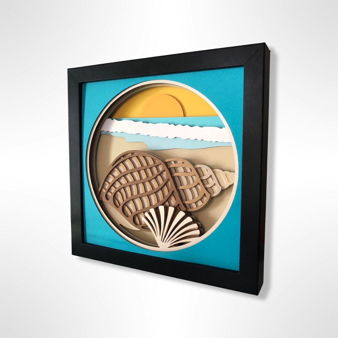 3D SEASHELLS on BEACH SVG - Layered Shadow Box Svg - for Cricut - for ...