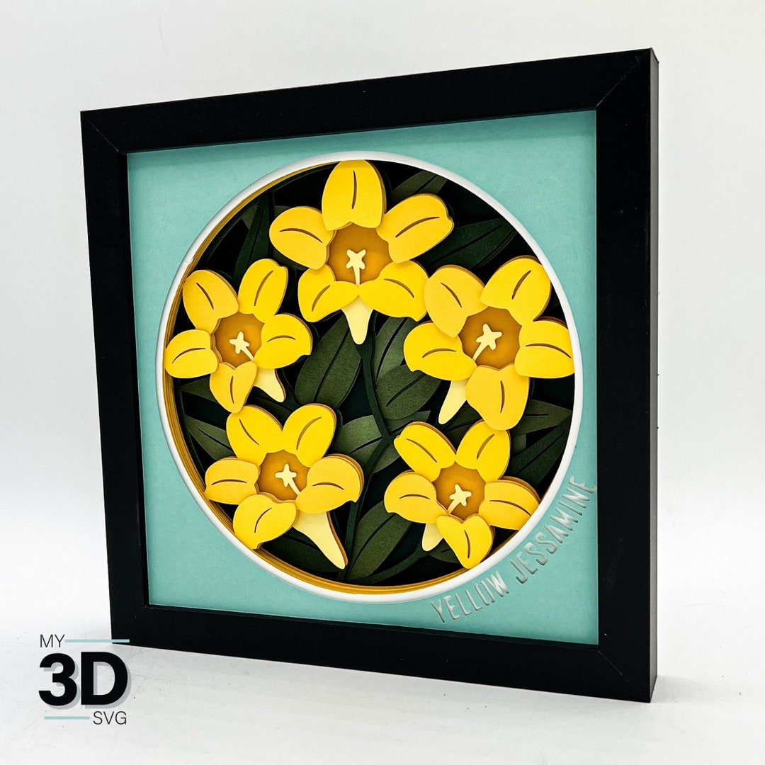 3D YELLOW JESSAMINE Shadow Box Svg - for Cricut - for Silhouette - Etsy