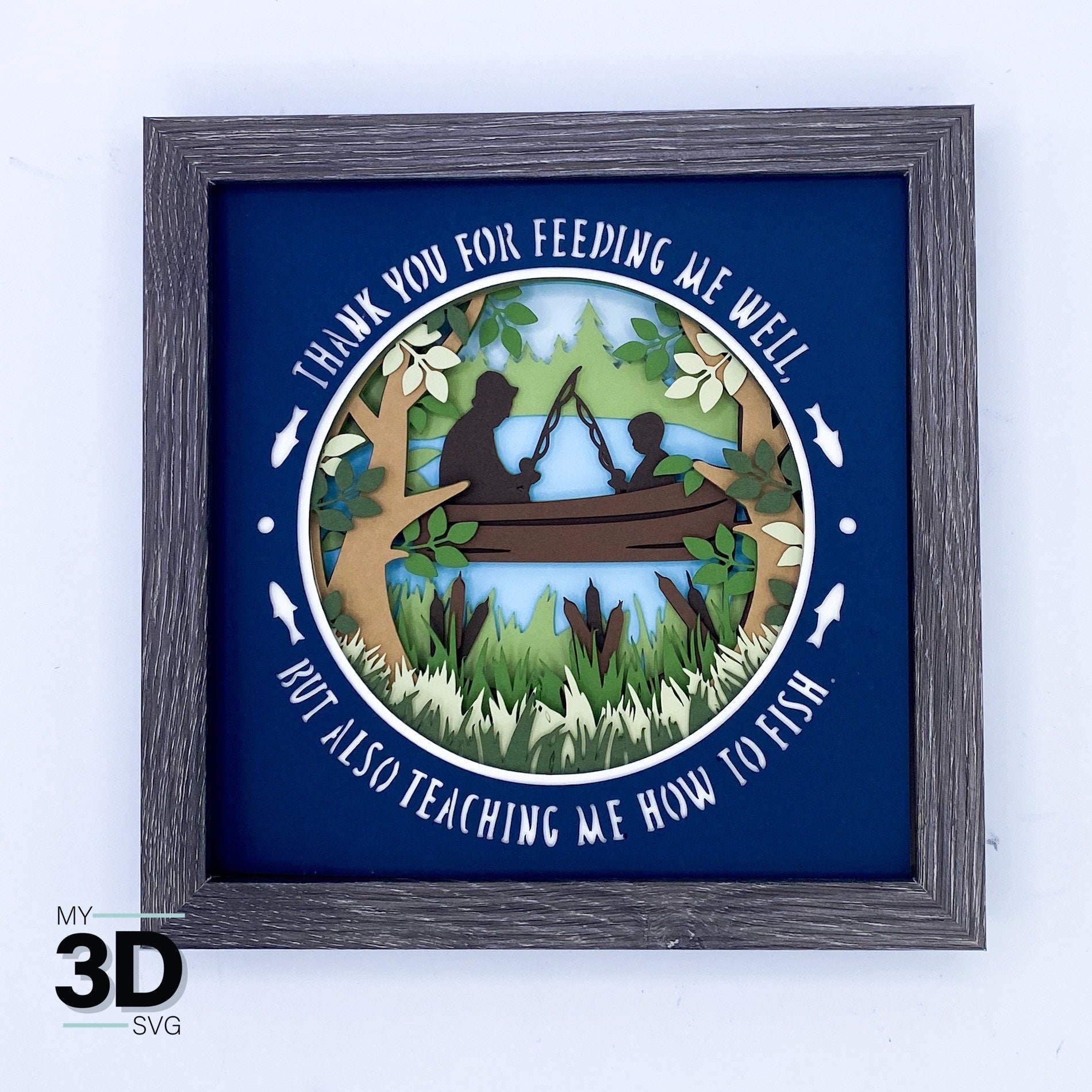 3D FATHER'S DAY FISHING Svg - Shadow Box Svg - Layered Cardstock Svg ...