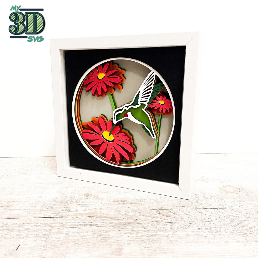 3D Hummingbird SVG - Layered Hummingbird Svg - Hummingbird Shadow Box ...