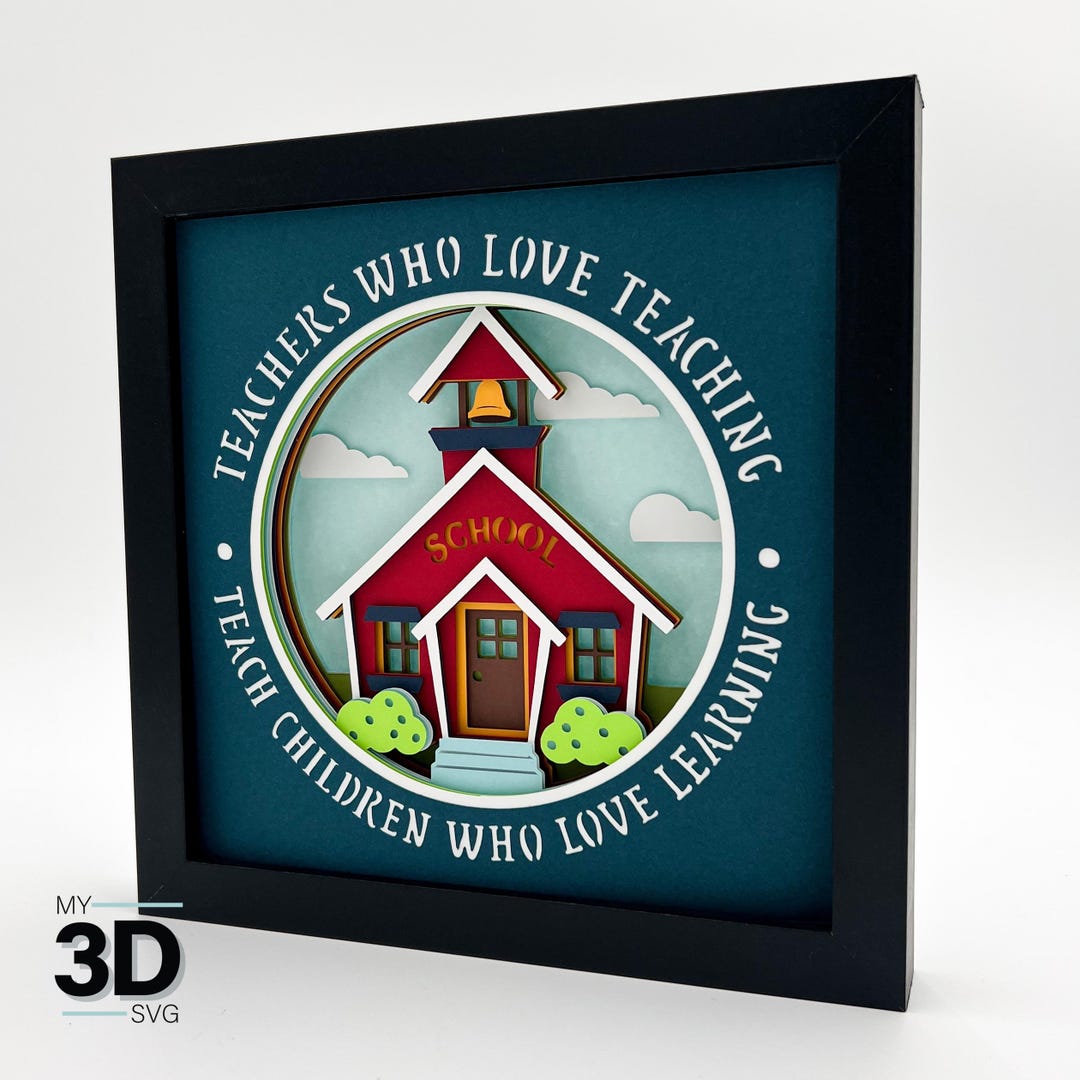 3D SCHOOL HOUSE Svg - Shadow Box Svg - Layered Cardstock Svg - for ...