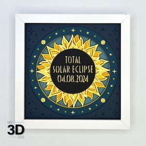 3D SOLAR ECLIPSE SVG - Eclipse 2024 Shadow Box - for Cricut - for ...