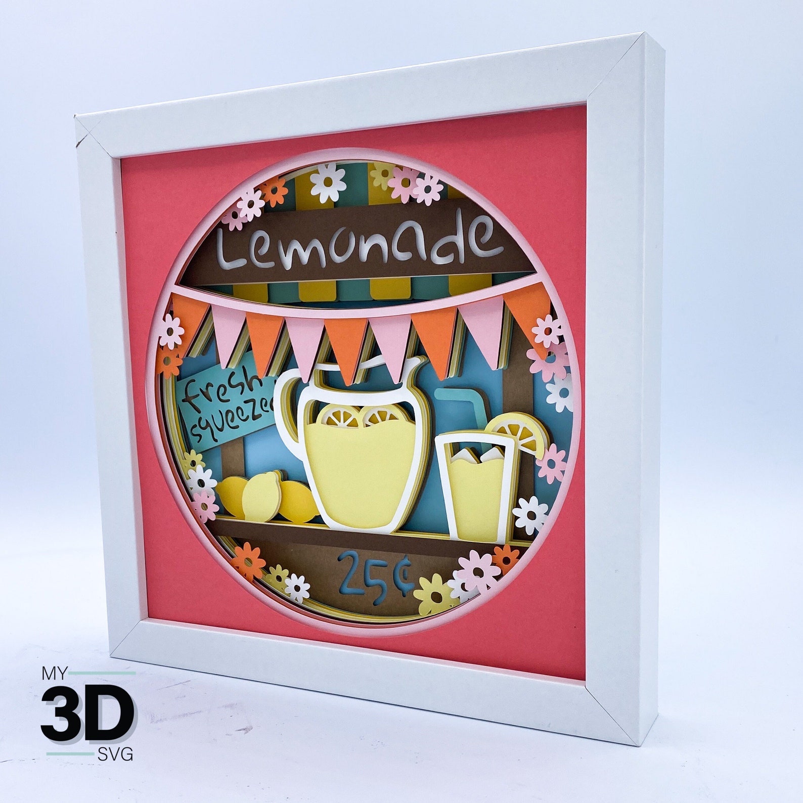 3D LEMONADE STAND SVG summer Shadow Box Svg layered - Etsy