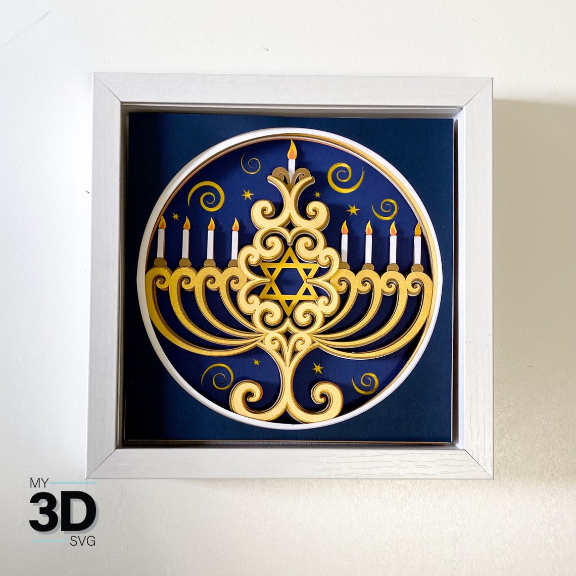 3D HANUKKAH Svg 3D Menorah Svg Shadow Box Svg for Cricut - Etsy