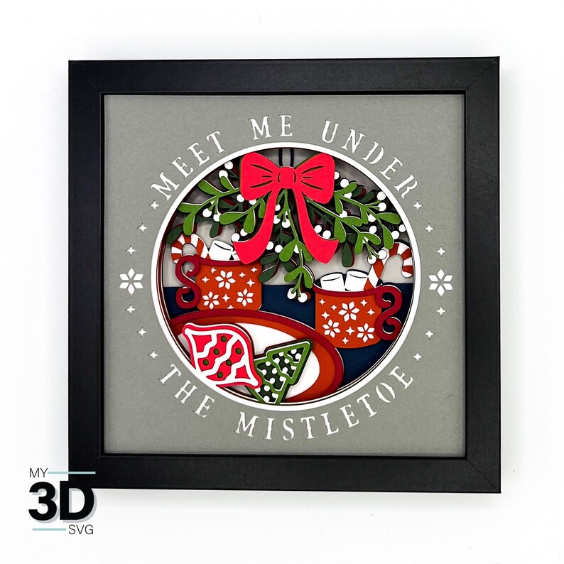 3D MISTLETOE Svg - 3D Christmas Svg - CHRISTMAS Shadow Box Svg - for ...
