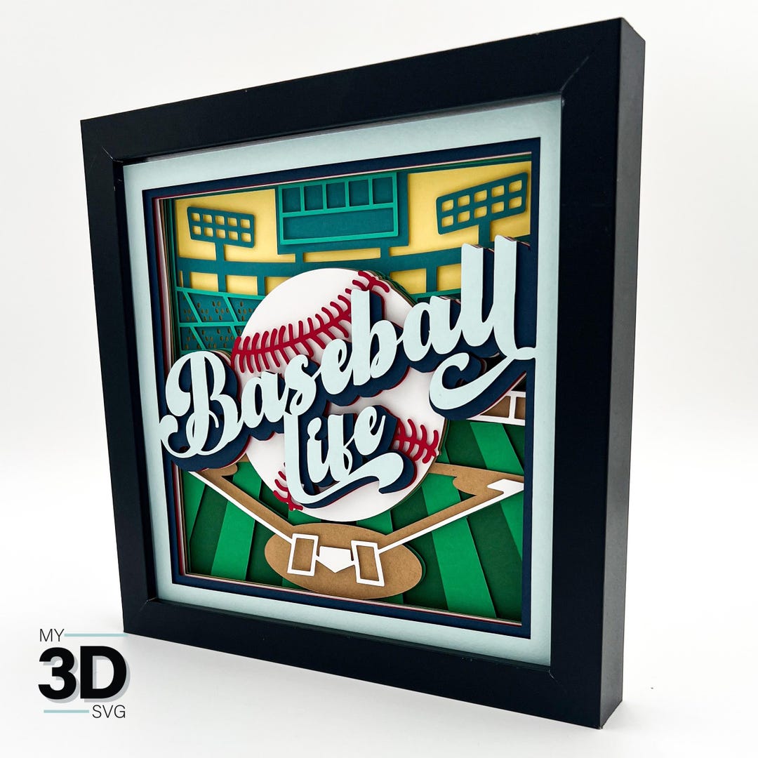 3D BASEBALL STADIUM Svg -SPORTS Shadow Box Svg -layered Cardstock Svg ...