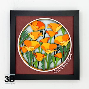 3D CALIFORNIA POPPY Shadow Box Svg - for Cricut - for Silhouette - Etsy