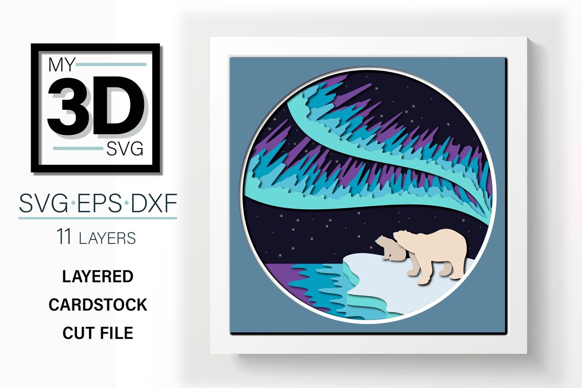 3D NORTHERN LIGHTS Svg 3D Aurora Borealis Svg WINTER - Etsy
