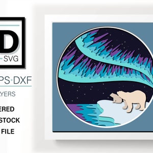 3D NORTHERN LIGHTS Svg - 3D Aurora Borealis Svg - WINTER Shadow Box Svg ...