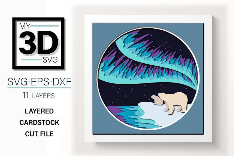 3D NORTHERN LIGHTS Svg 3D Aurora Borealis Svg WINTER - Etsy