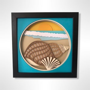 3D SEASHELLS on BEACH SVG - Layered Shadow Box Svg - for Cricut - for ...