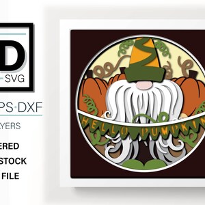 3D FALL GNOME 1 Svg - FALL Shadow Box Svg - for Cricut - for Silhouette ...