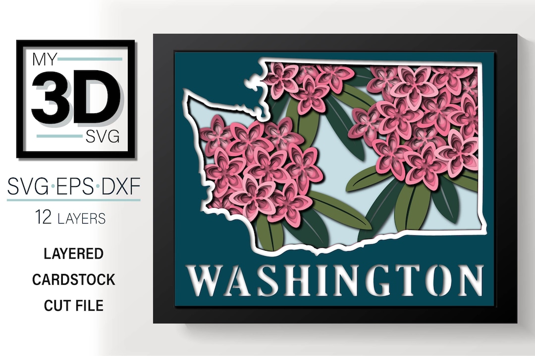 3D WASHINGTON SVG - Rhododendron Svg - for Cricut - for Silhouette - Etsy