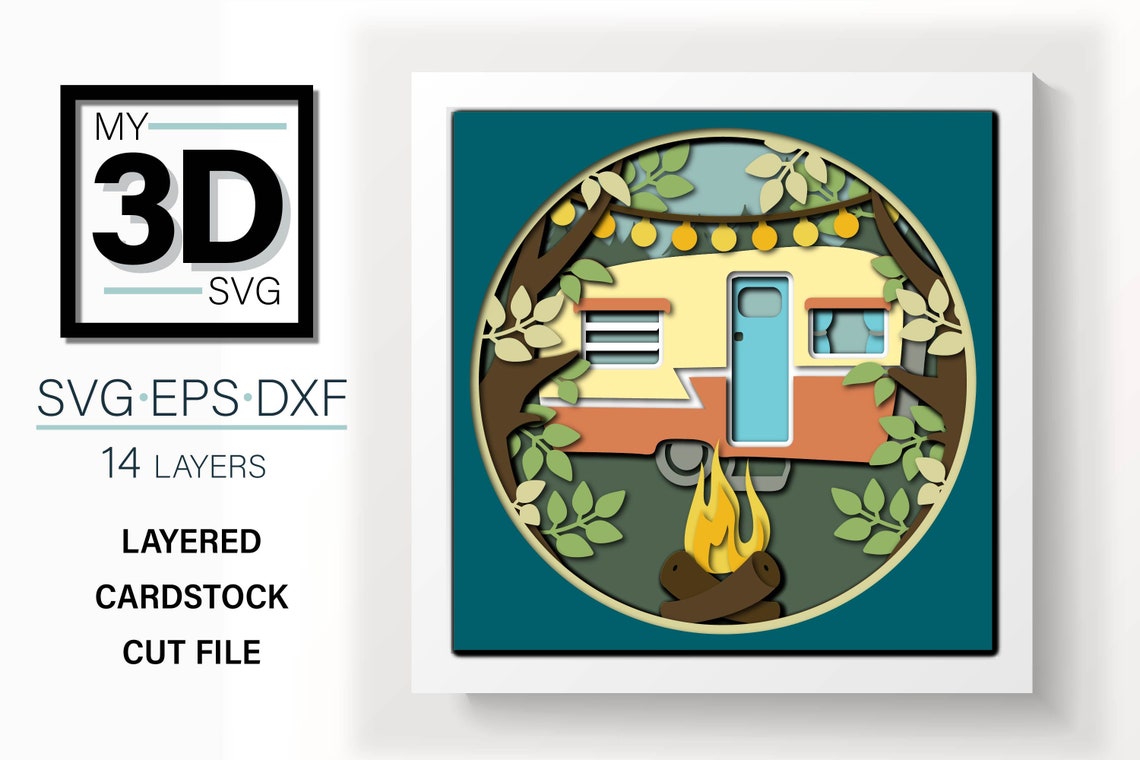 3D VINTAGE CAMPER SVG Camping Shadow Box Svg Layered - Etsy