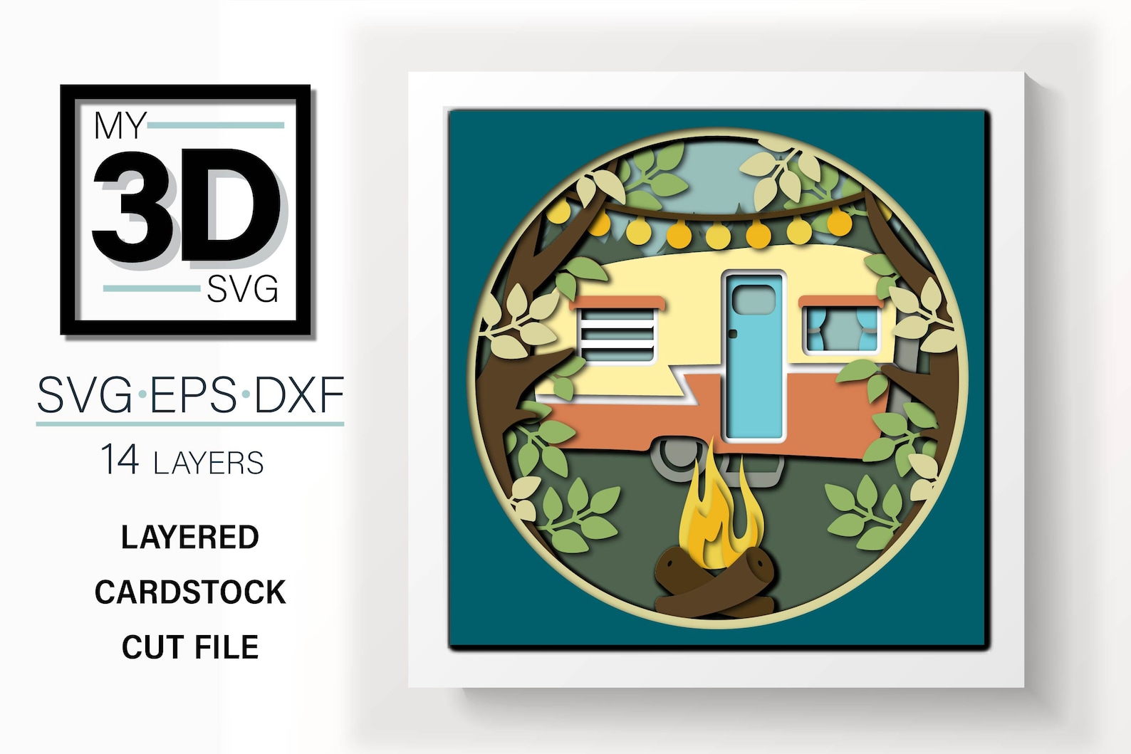 3D VINTAGE CAMPER SVG Camping Shadow Box Svg Layered - Etsy
