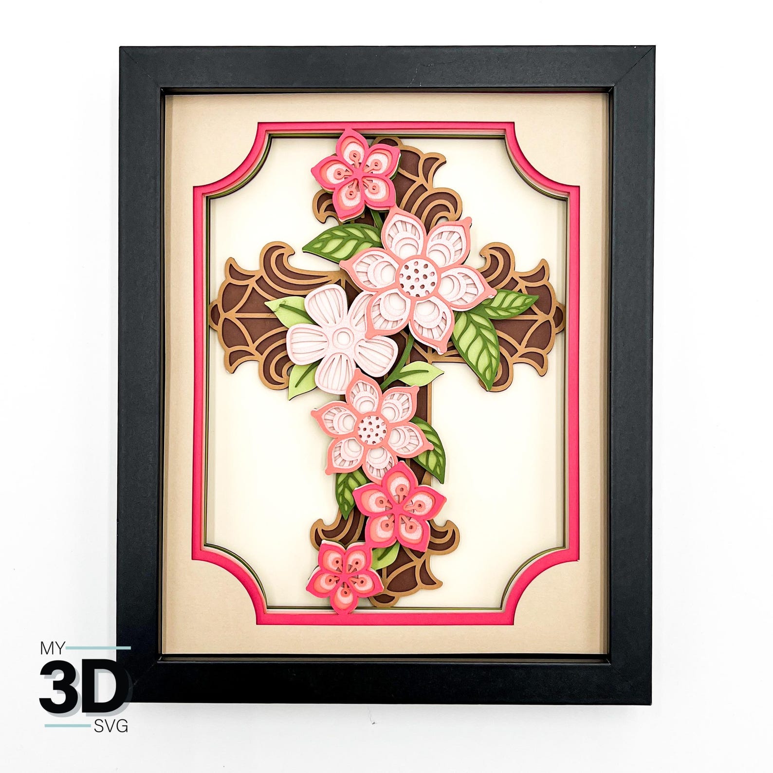 3D FLOWER CROSS Svg - Shadow Box Svg - for Cricut - for Silhouette - Etsy