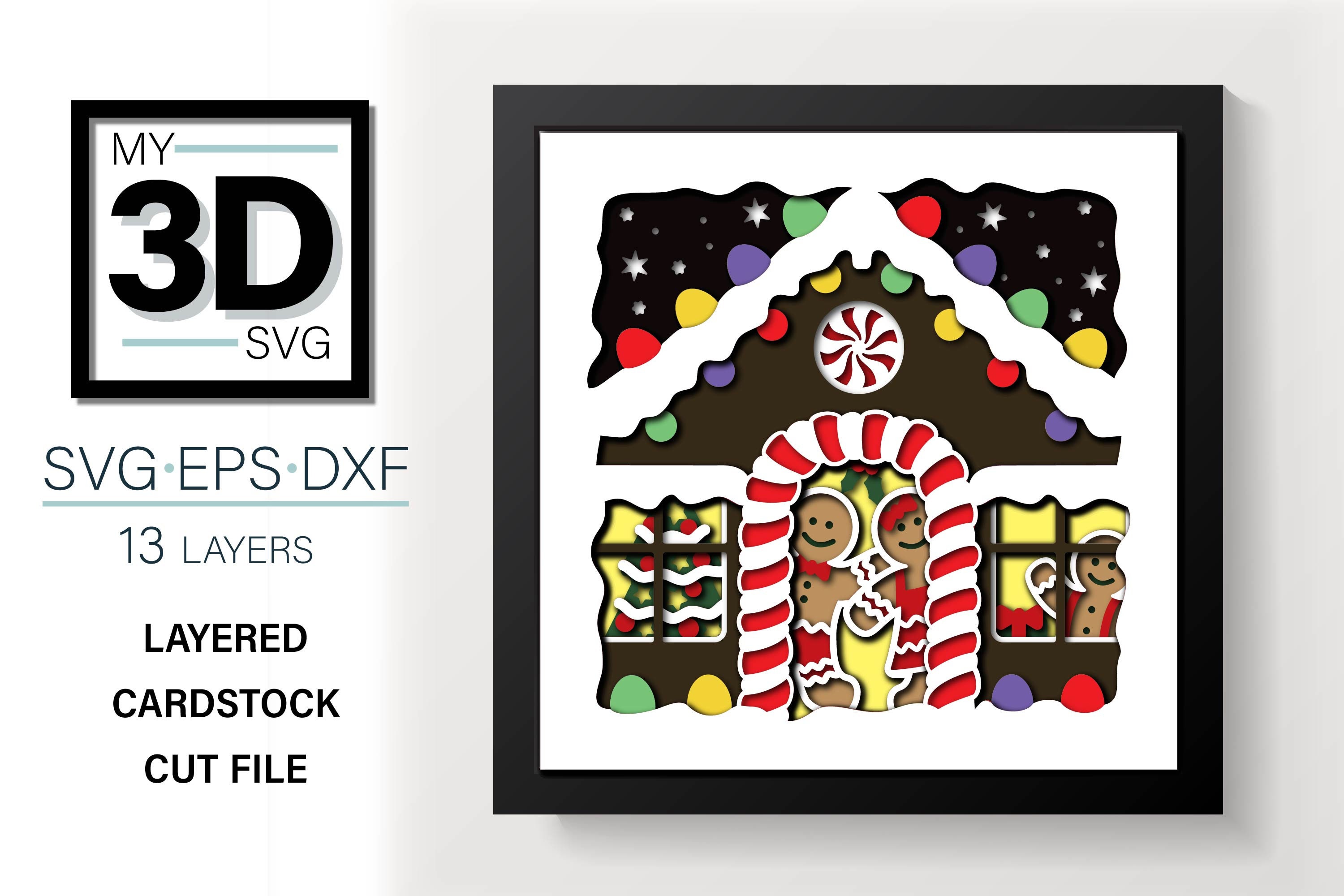 3D GINGERBREAD Svg Gingerbread House Svg 3D CHRISTMAS Svg - Etsy