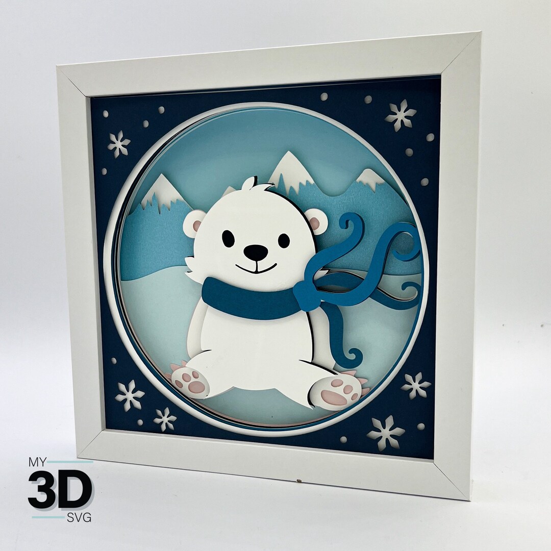 3D POLAR BEAR Svg - WINTER Shadow Box Svg - for Cricut - for Silhouette - Etsy
