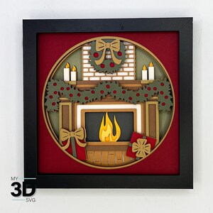 3D MANTLE With STOCKINGS Svg - 3D Christmas Svg - CHRISTMAS Shadow Box ...