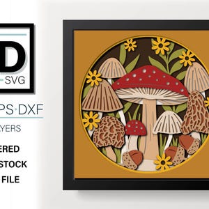 3D FALL MUSHROOMS Svg - Fall Shadow Box Svg - for Cricut - for ...
