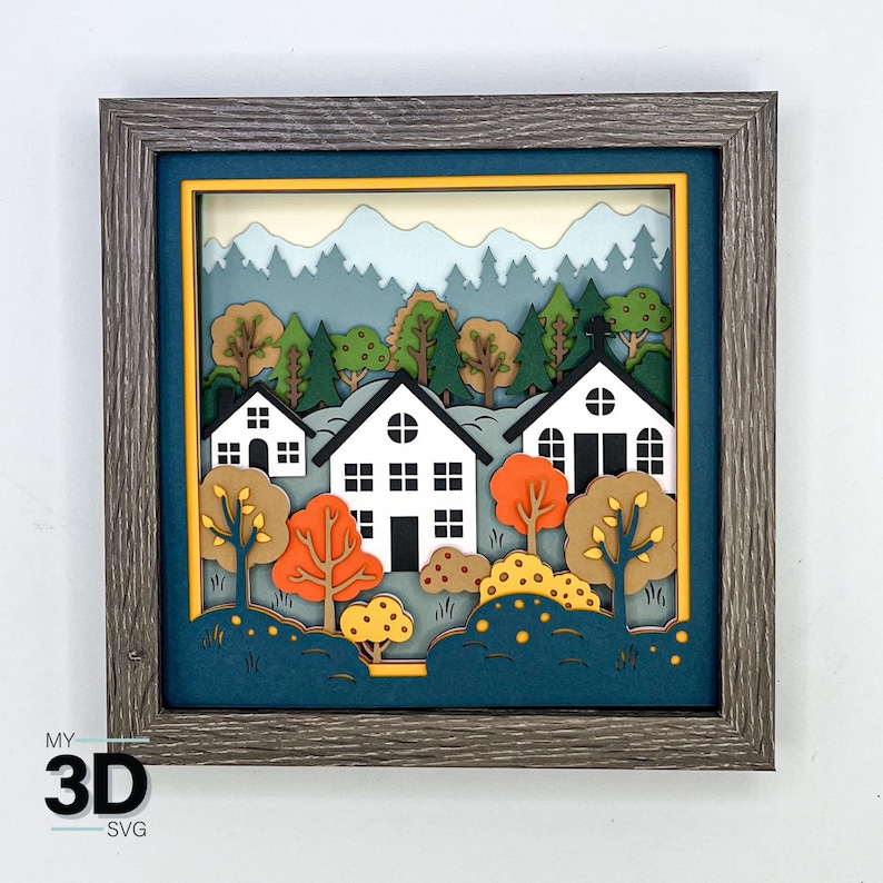 3D FALL VILLAGE Svg - Fall Shadow Box Svg - for Cricut - for Silhouette ...