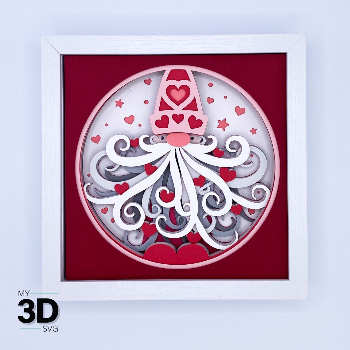 3D VALENTINES GNOME With Hearts Svg Gnome With Hearts - Etsy