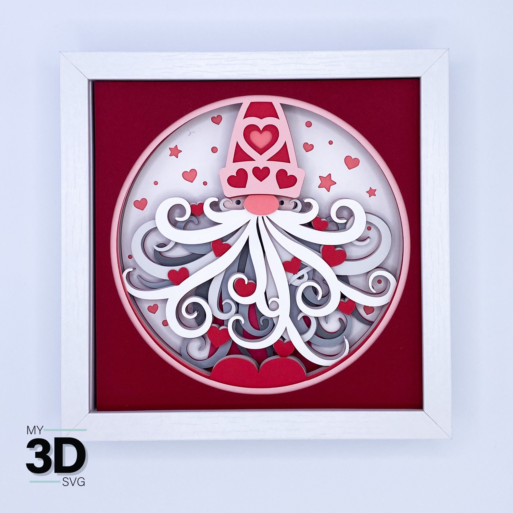 3D VALENTINES GNOME With Hearts Svg Gnome With Hearts - Etsy