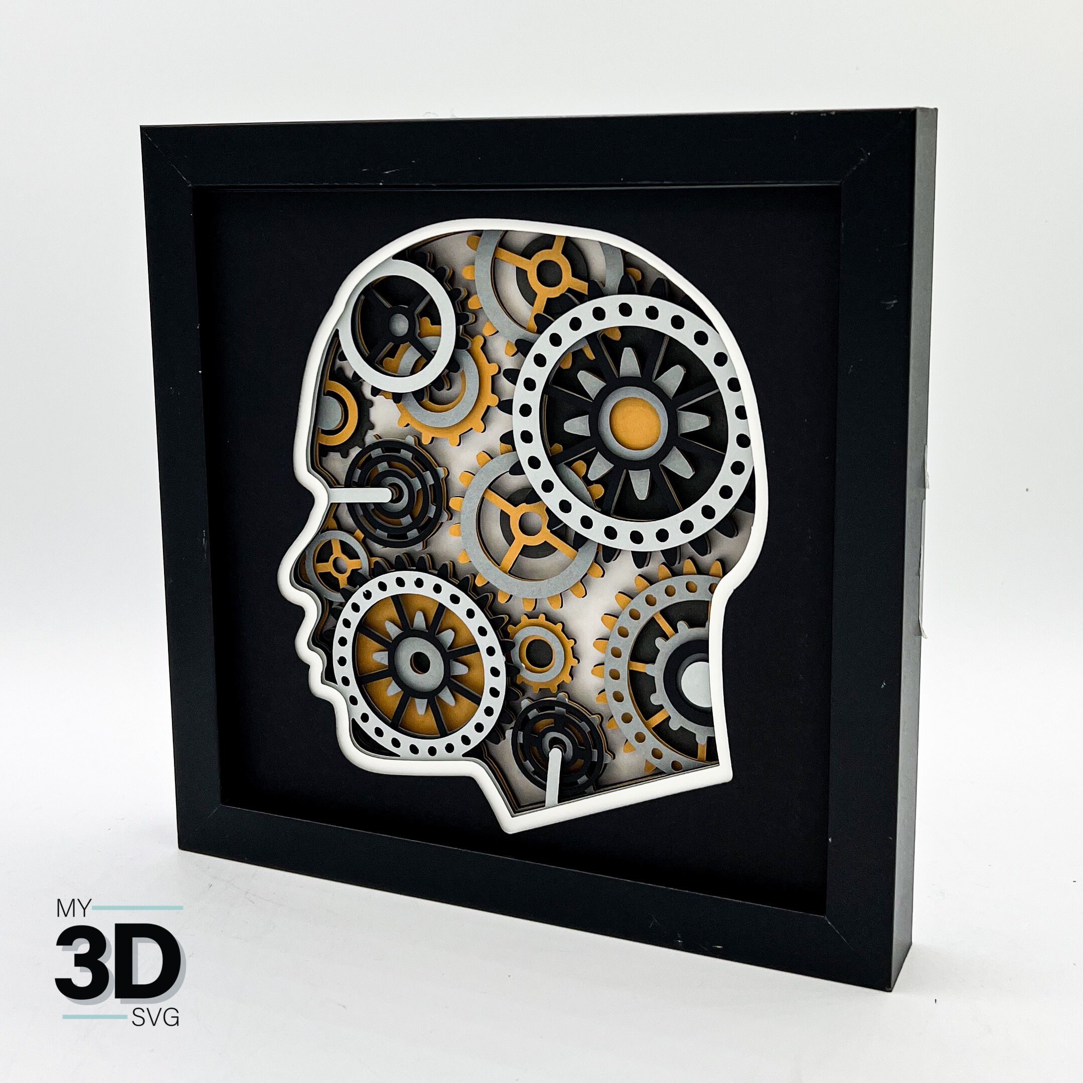 3D GEARS in HEAD- MAN Svg - Shadowbox Svg - for Cricut - for Silhouette ...