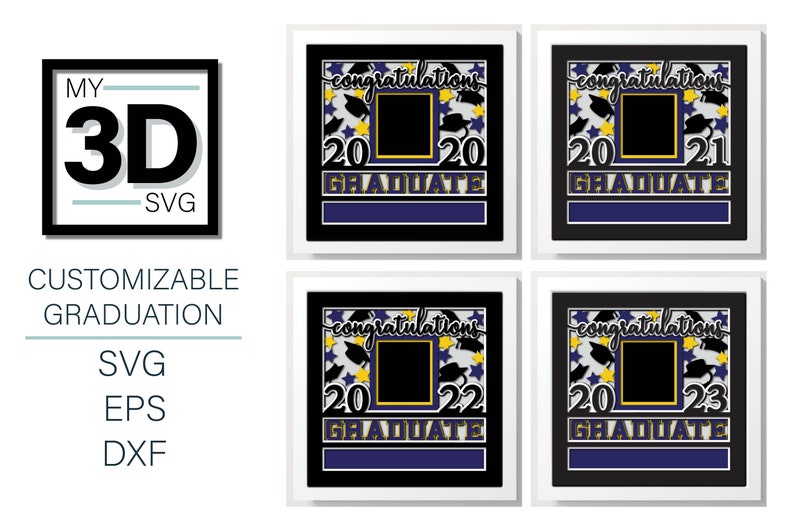 CUSTOMIZABLE 3D GRADUATION Shadow Box Svg for Cricut for - Etsy