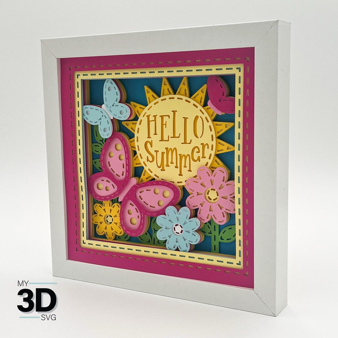 3D HELLO SUMMER SVG -summer Shadow Box Svg -layered Cardstock Svg - for ...