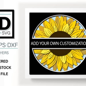 3D Customizable Sunflower SVG - Layered Shadow Box Svg - for Cricut ...