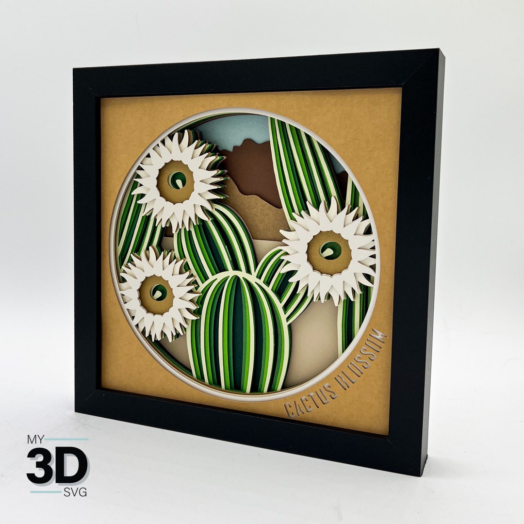 3D CACTUS BLOSSOM Shadow Box Svg - for Cricut - for Silhouette - Etsy