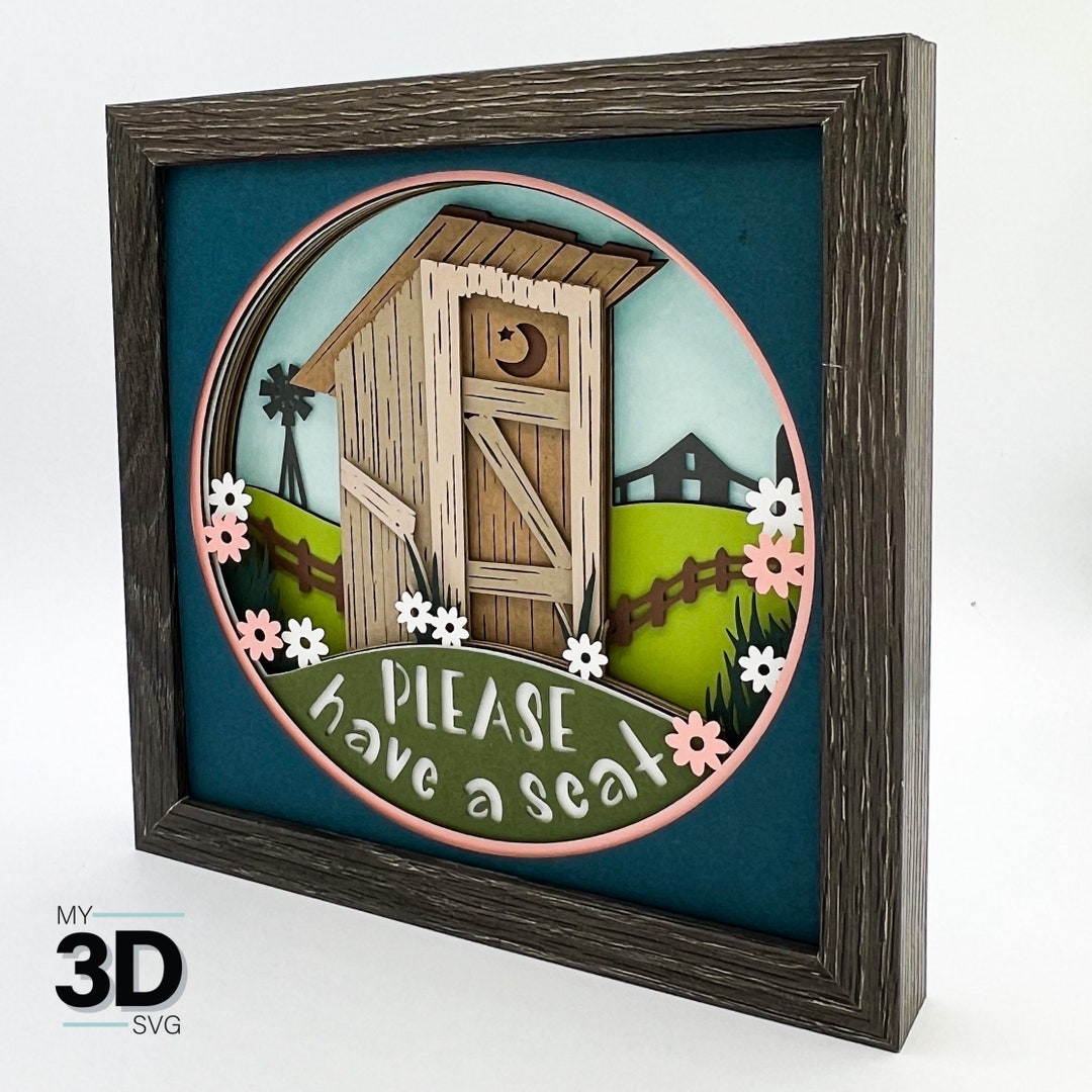 3D OUTHOUSE Svg - BATHROOM Shadow Box Svg - Layered Cardstock Svg - for ...