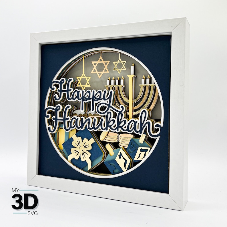 3D HAPPY HANUKKAH Svg 3D Hanukkah Svg Hanukkah Shadow Box - Etsy