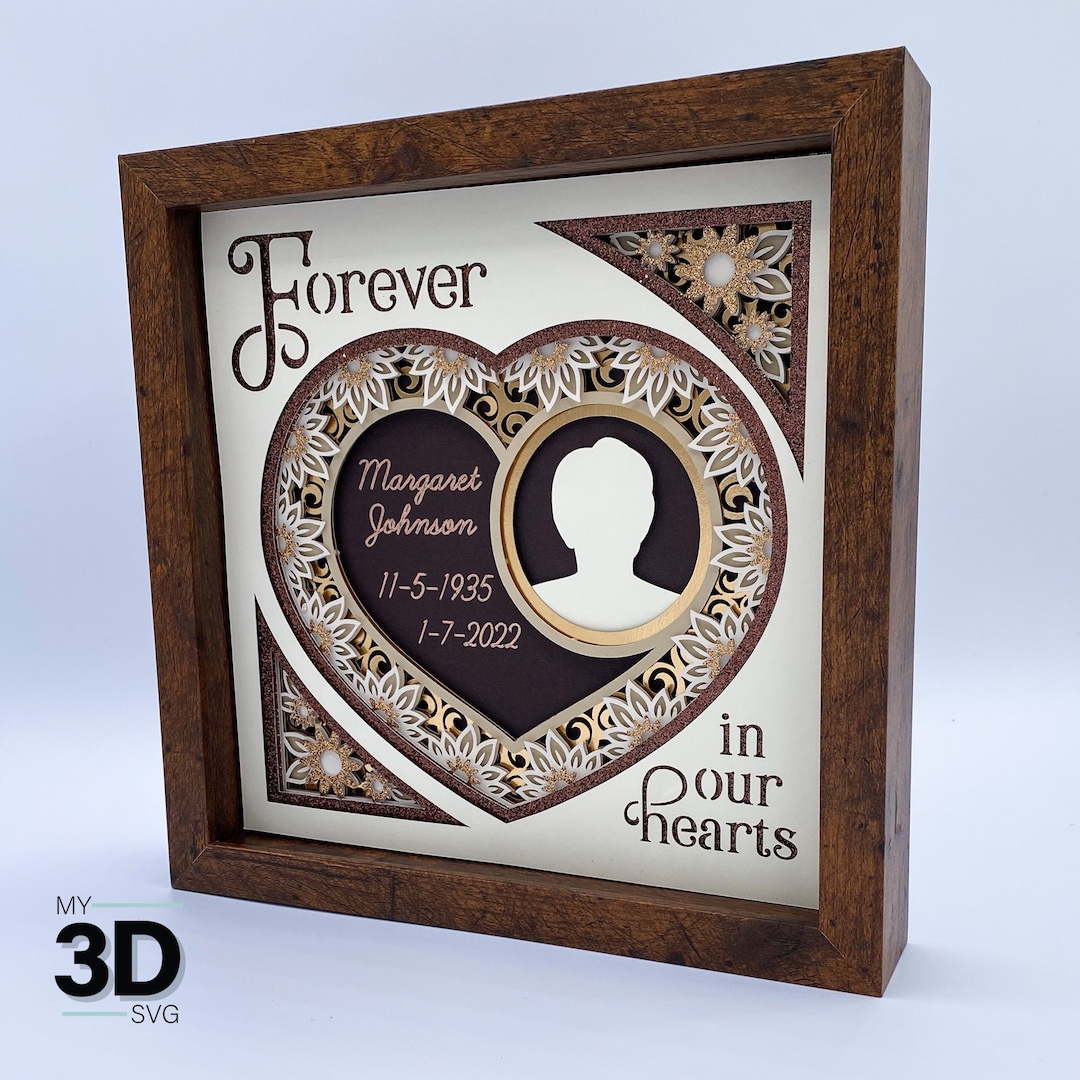 CUSTOMIZABLE 3D MEMORIAL Shadow Box Svg - for Cricut - for Silhouette ...